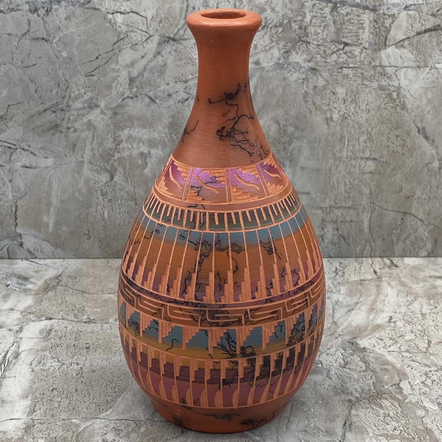 Acoma Horsehair Etched Vase with Pueblo Motifs by Gene Willie – History ...